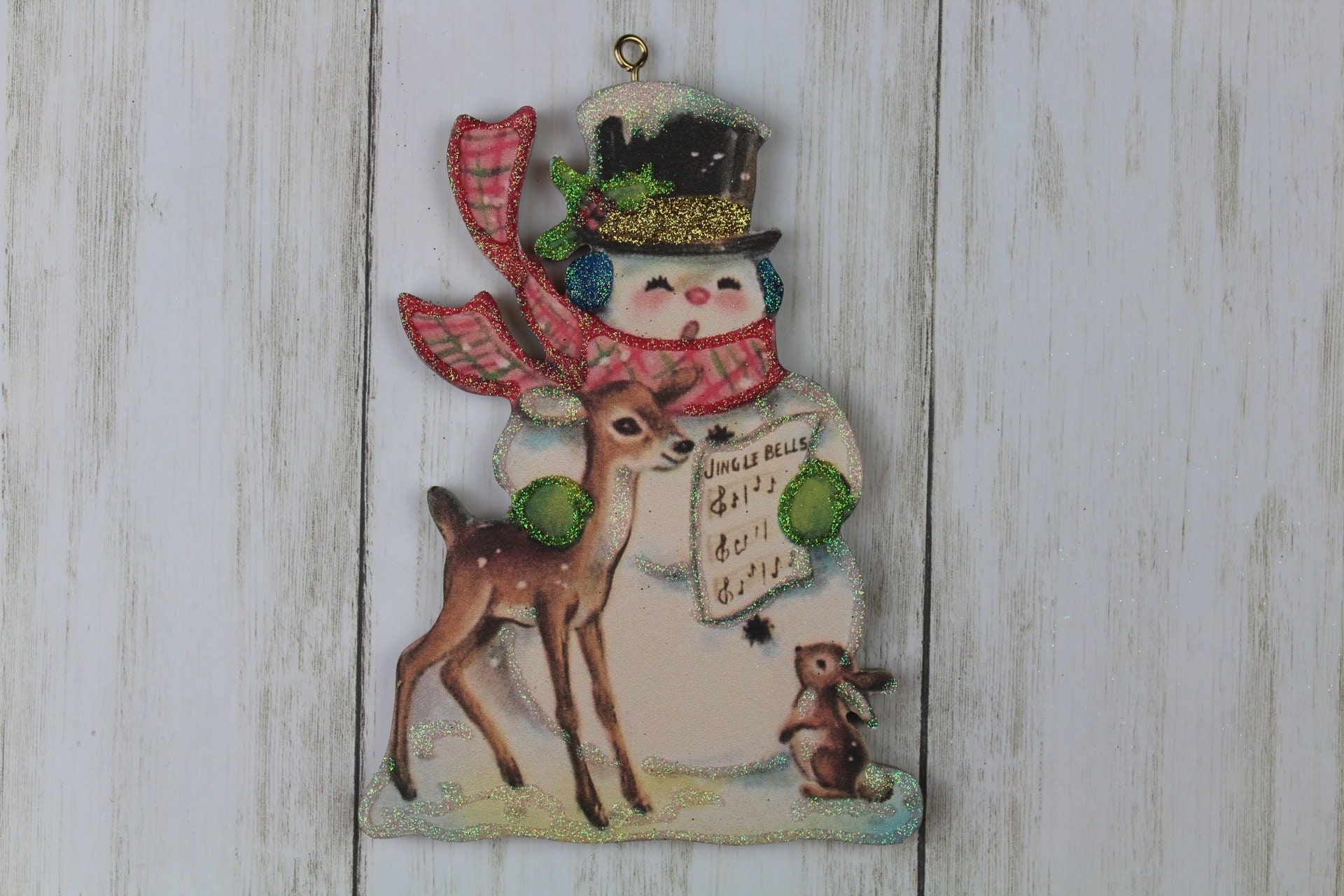 Snowman in Pink Scarf and Woodland Animals Christmas Tree | Etsy