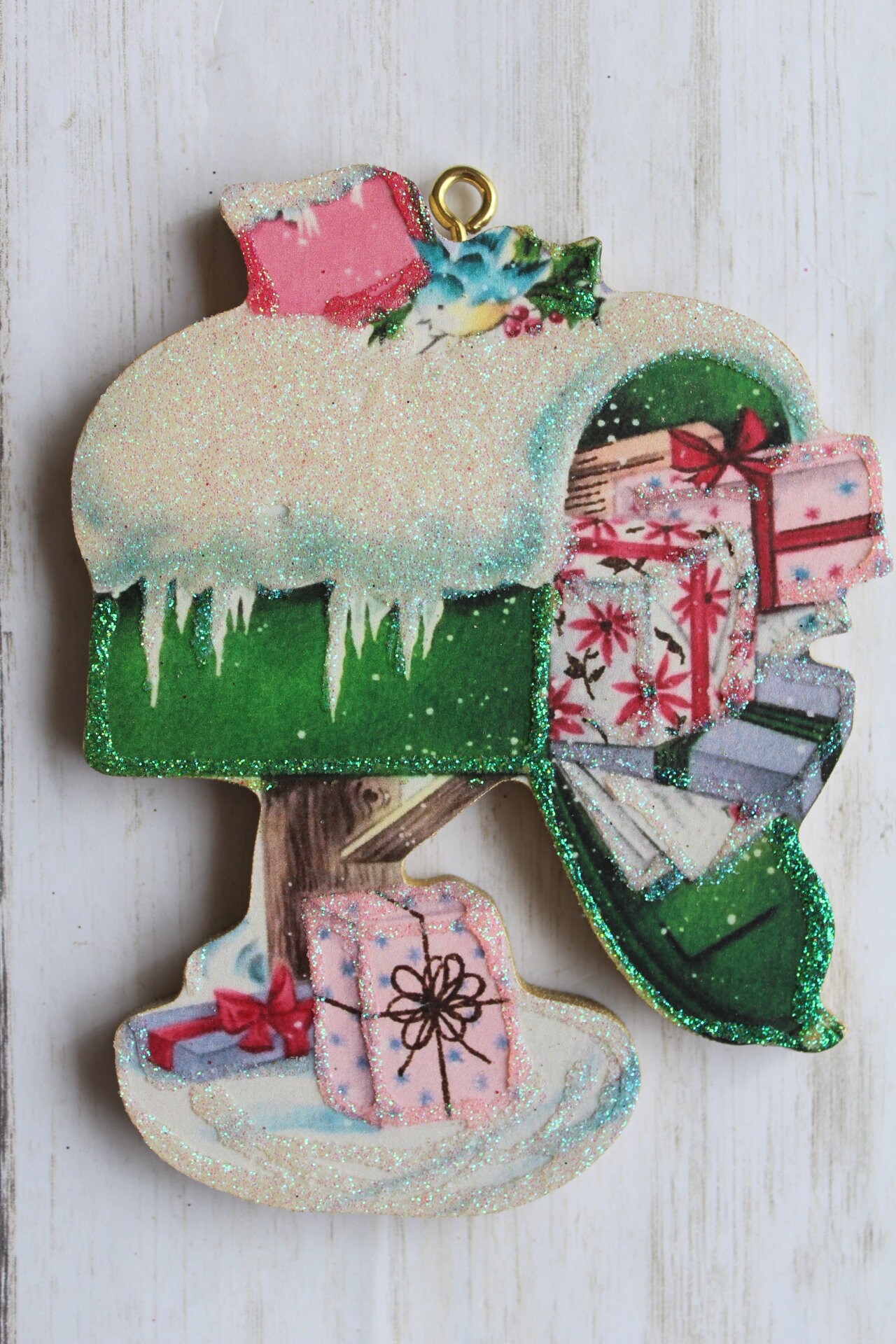 Snow Covered Mailbox Christmas Tree Ornament Vintage Card - Etsy