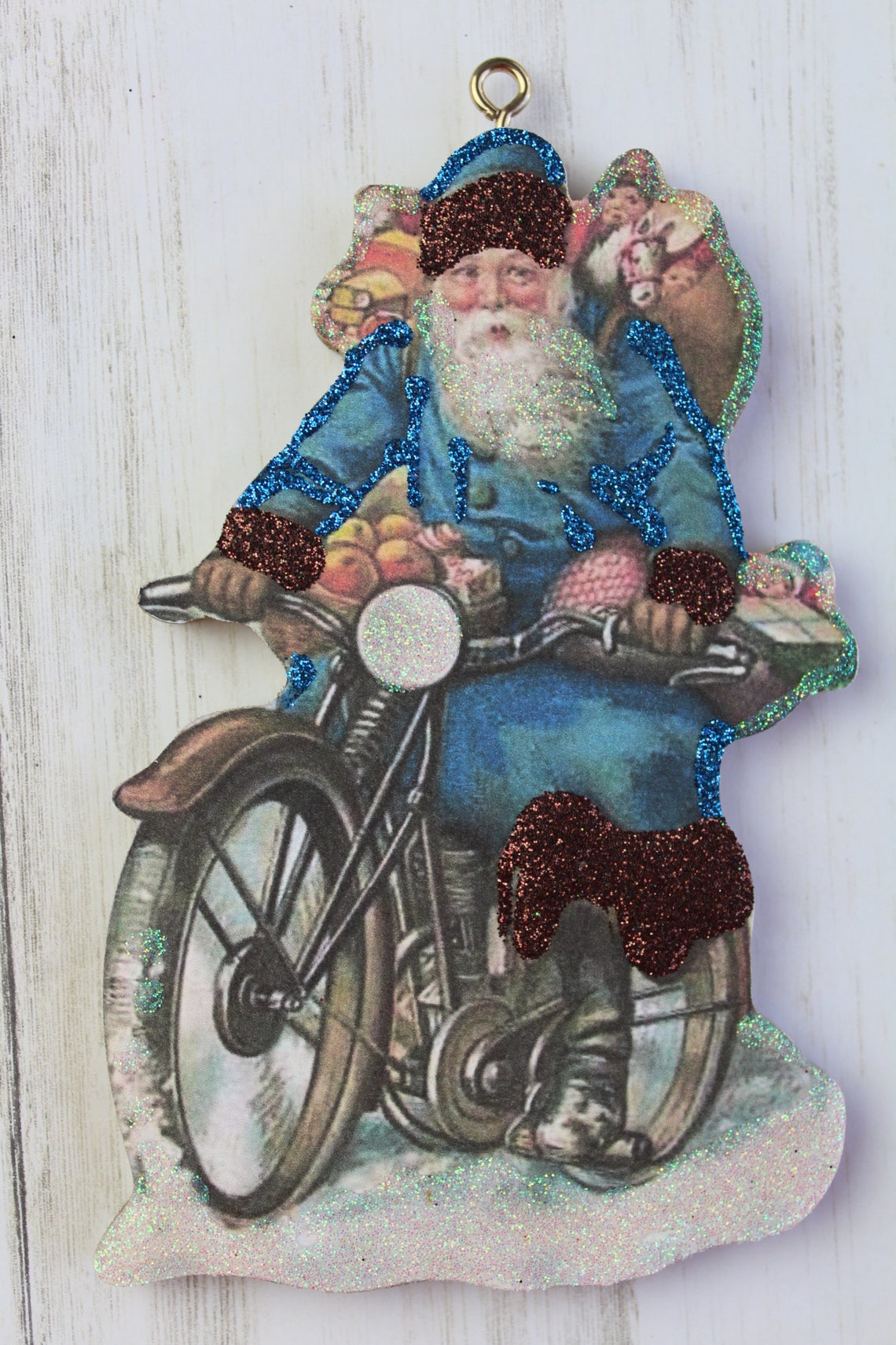 Santa Riding Motorcycle Christmas Tree Ornament Vintage - Etsy