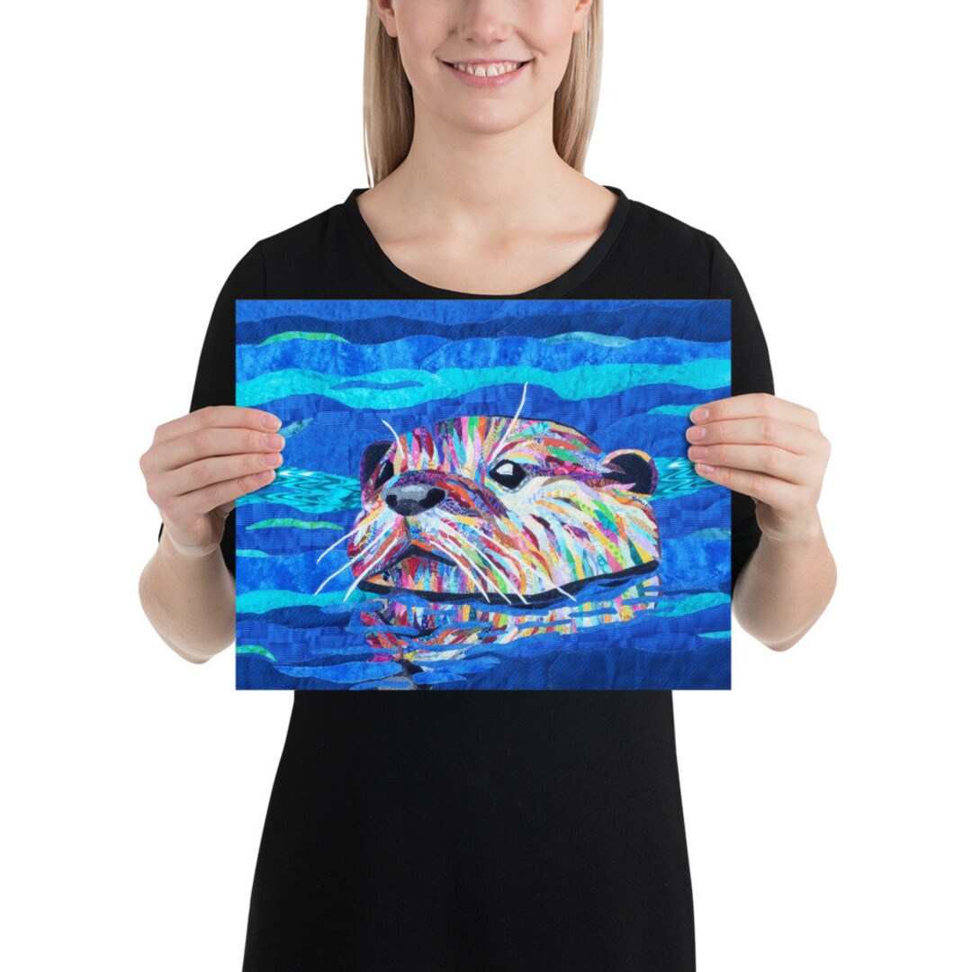 Unframed Otter Print With Original Quilt Art by Mary Pascoe - Etsy