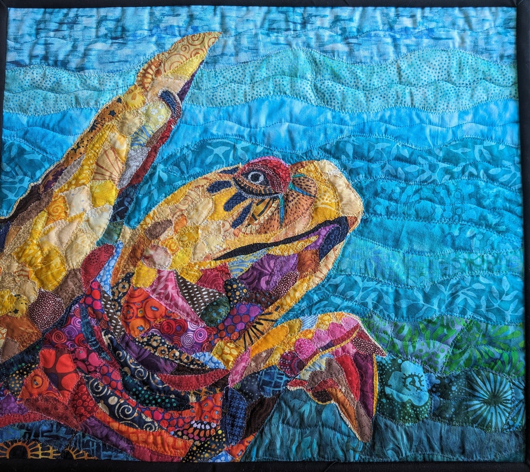 Turtle Art Quilt; 21 in X 18 In; Original Design by Mary Pascoe - Etsy