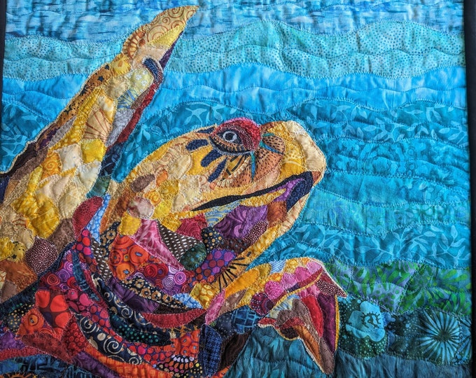 Turtle Art Quilt; 21 in X 18 In; Original Design by Mary Pascoe - Etsy
