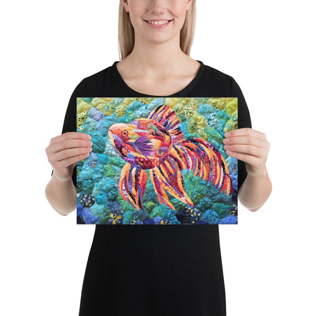 Unframed Colorful Fish Print With Original Quilt Art by Mary Pascoe - Etsy
