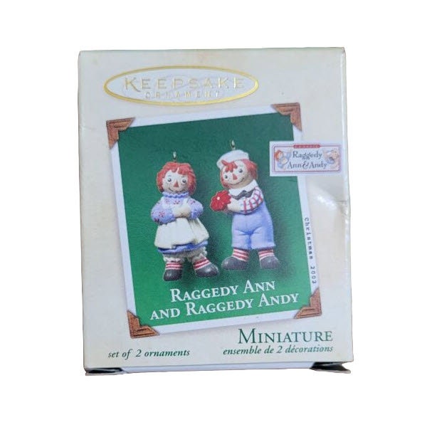 2002 Raggedy Ann and Raggedy Andy Hallmark Keepsake Christmas Tree ...