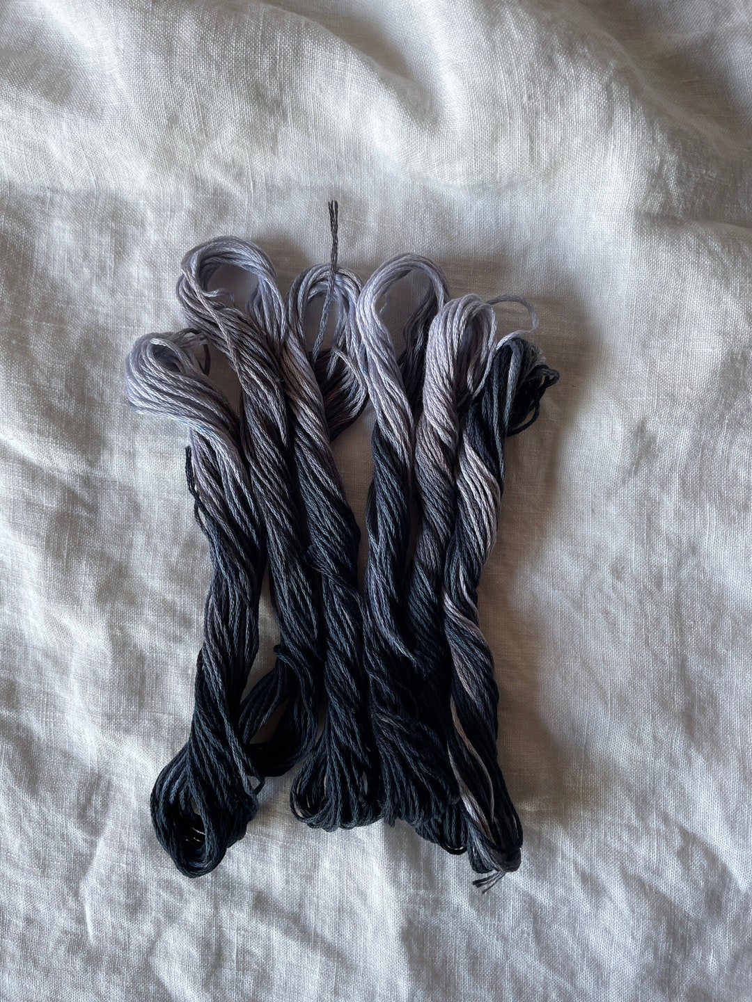 Ombre Grey/black Hand Dyed Embroidery Floss - Etsy