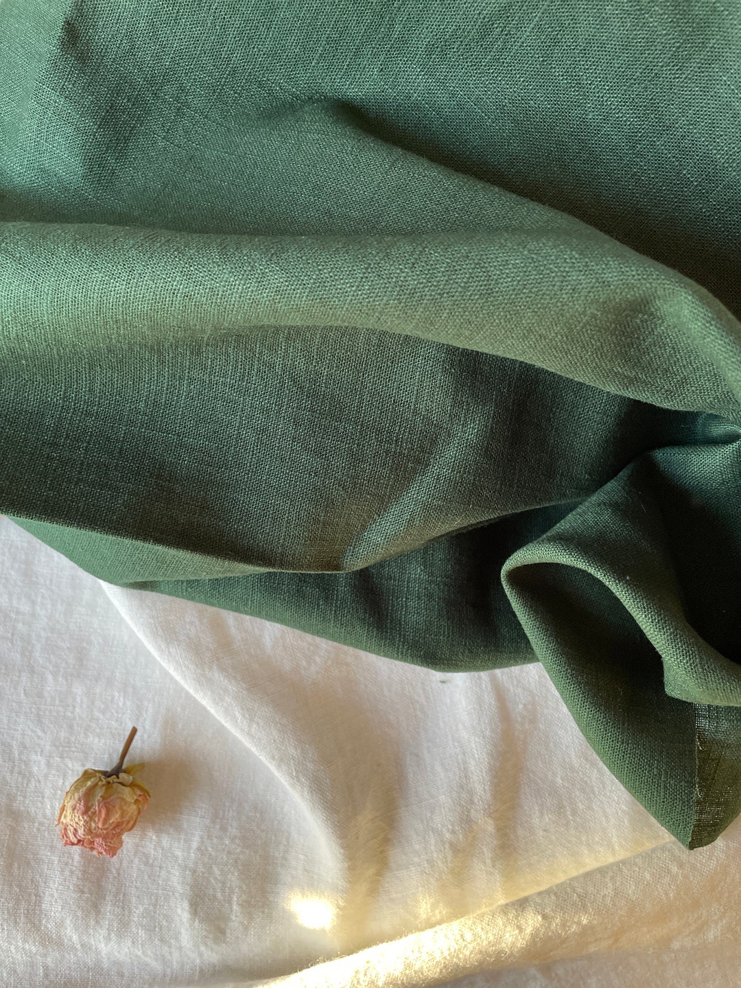 Forest Green Mid Weight Linen Fabric 1/4, 1/2 or 1 Yard - Etsy