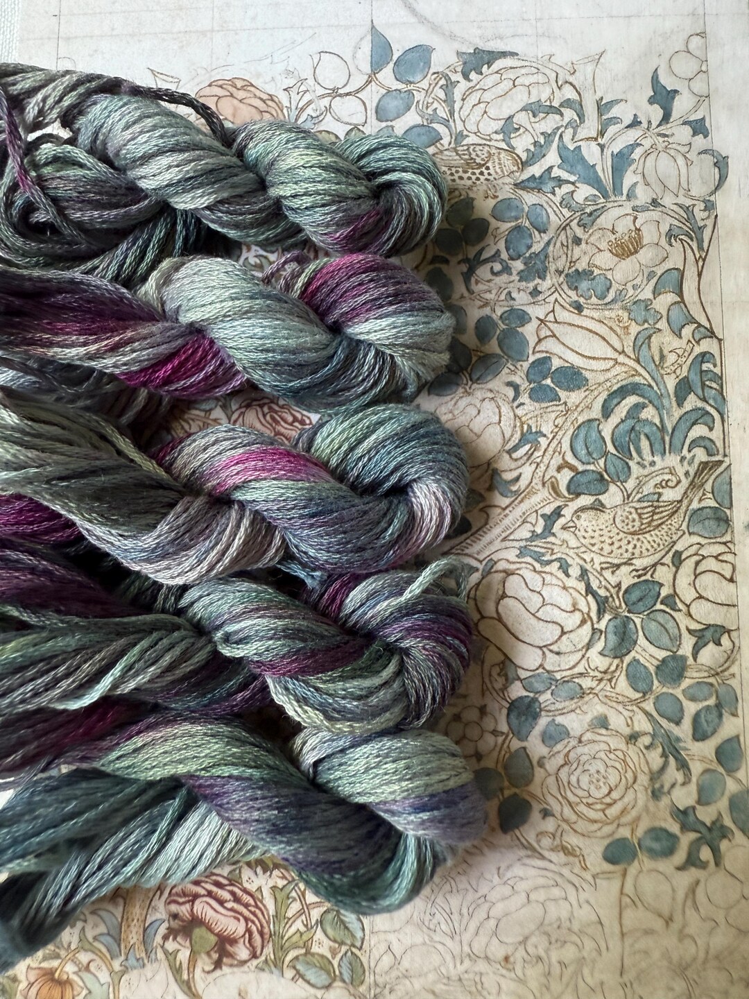 William Morris Inspired Dove Hand Dyed Embroidery Floss - Etsy