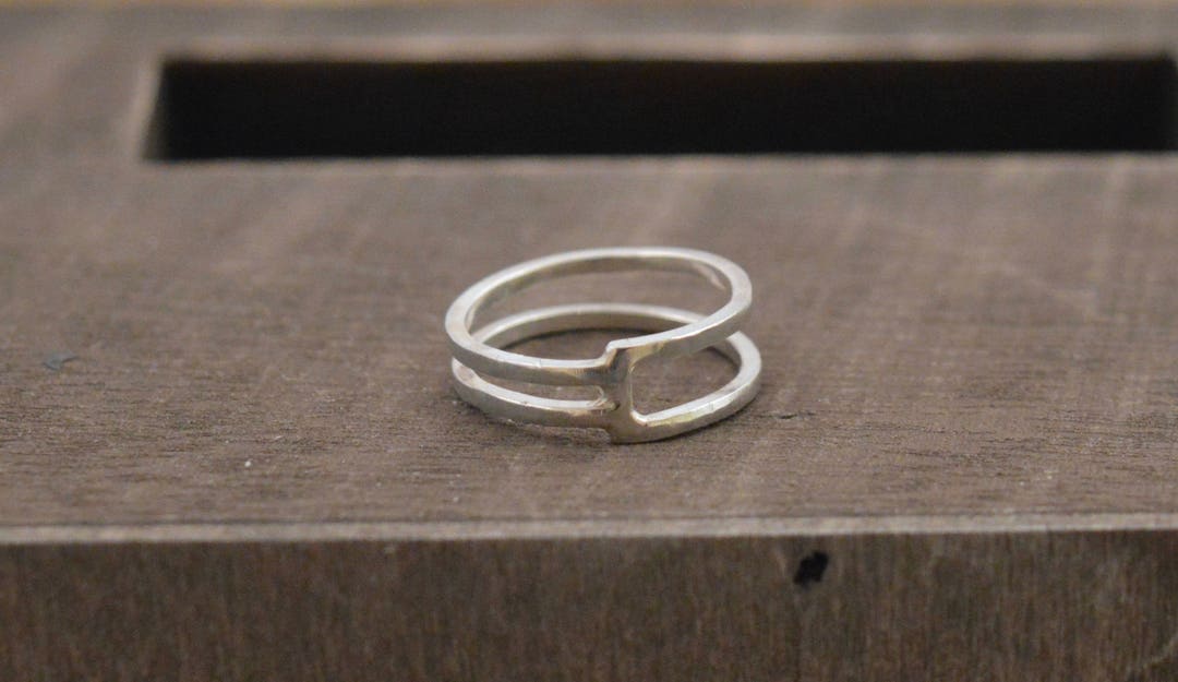 Split Bars Modern Minimalist Silver Ring - Etsy