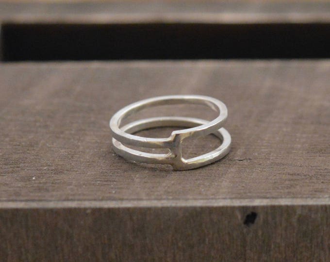 Split Bars Modern Minimalist Silver Ring - Etsy