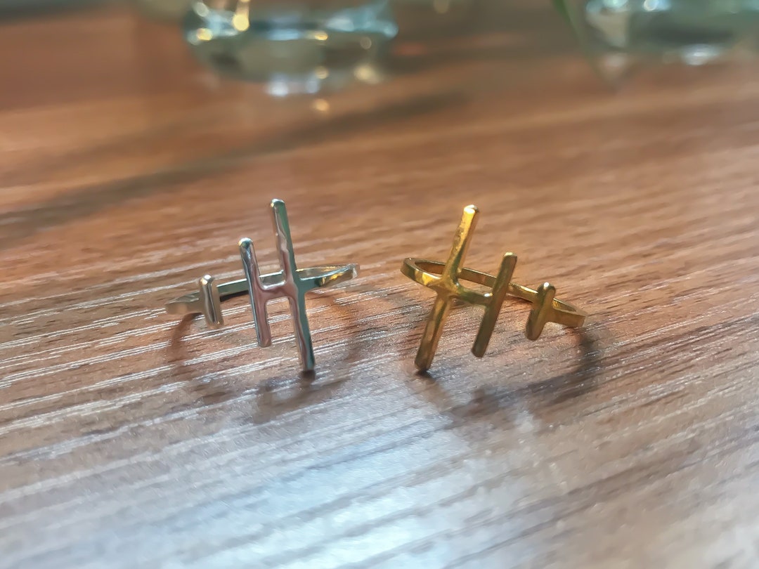 Descending Bars Modern Minimalist Open Ring / Silver / Brass - Etsy