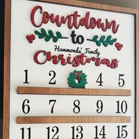 Countdown to Christmas Calendar With Wreath, Wooden 3D Countdown to ...