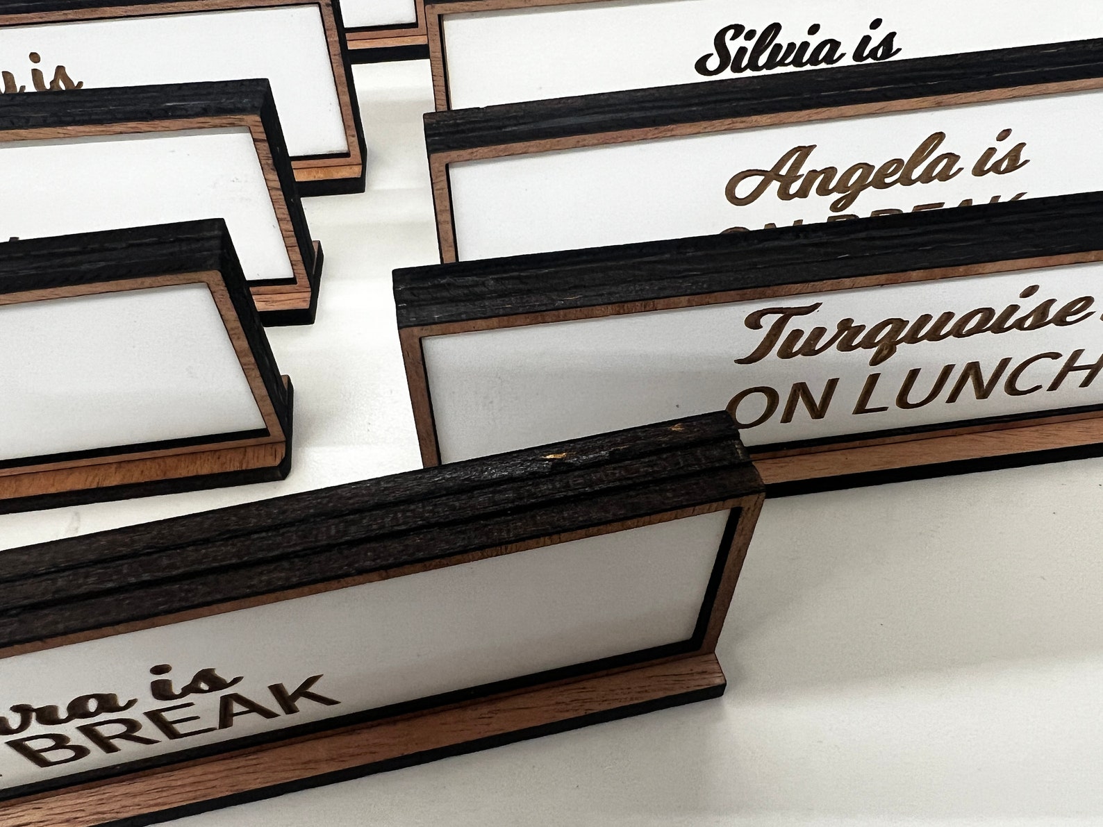 Personalized Break/lunch Desk Sign: Laser Engraved Cherry Wood - Etsy