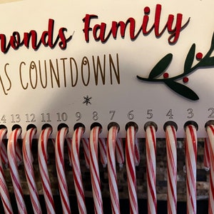 Personalized Candy Cane Christmas Countdown Calendar: Mahogany Xmas ...