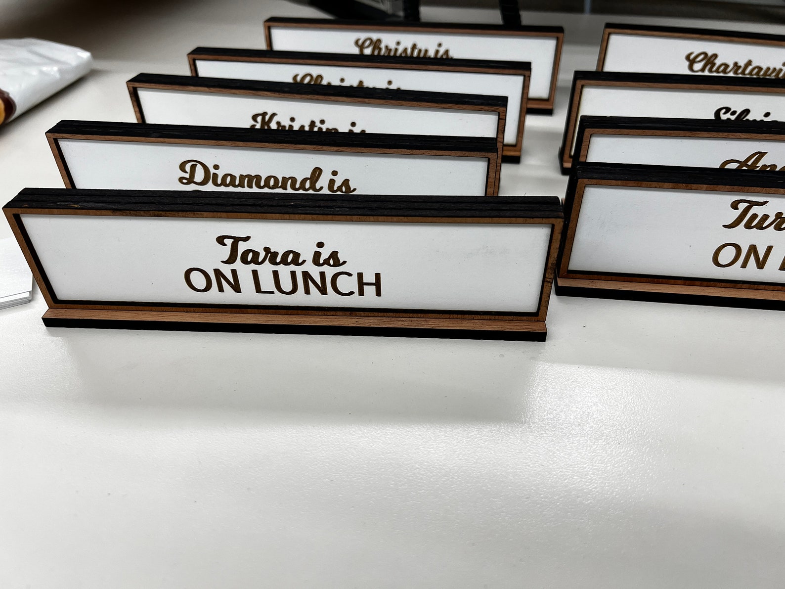 Personalized Break/lunch Desk Sign: Laser Engraved Cherry Wood - Etsy