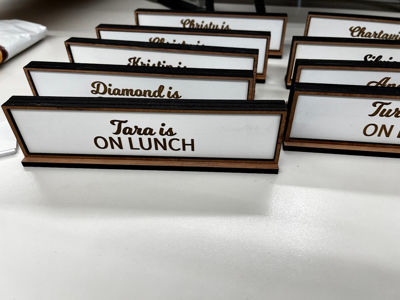 Personalized Break/lunch Desk Sign: Laser Engraved Cherry Wood - Etsy