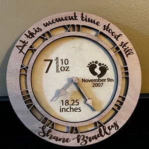 Personalized Birth Announcement - Clock Birth Announcement - Set to ...
