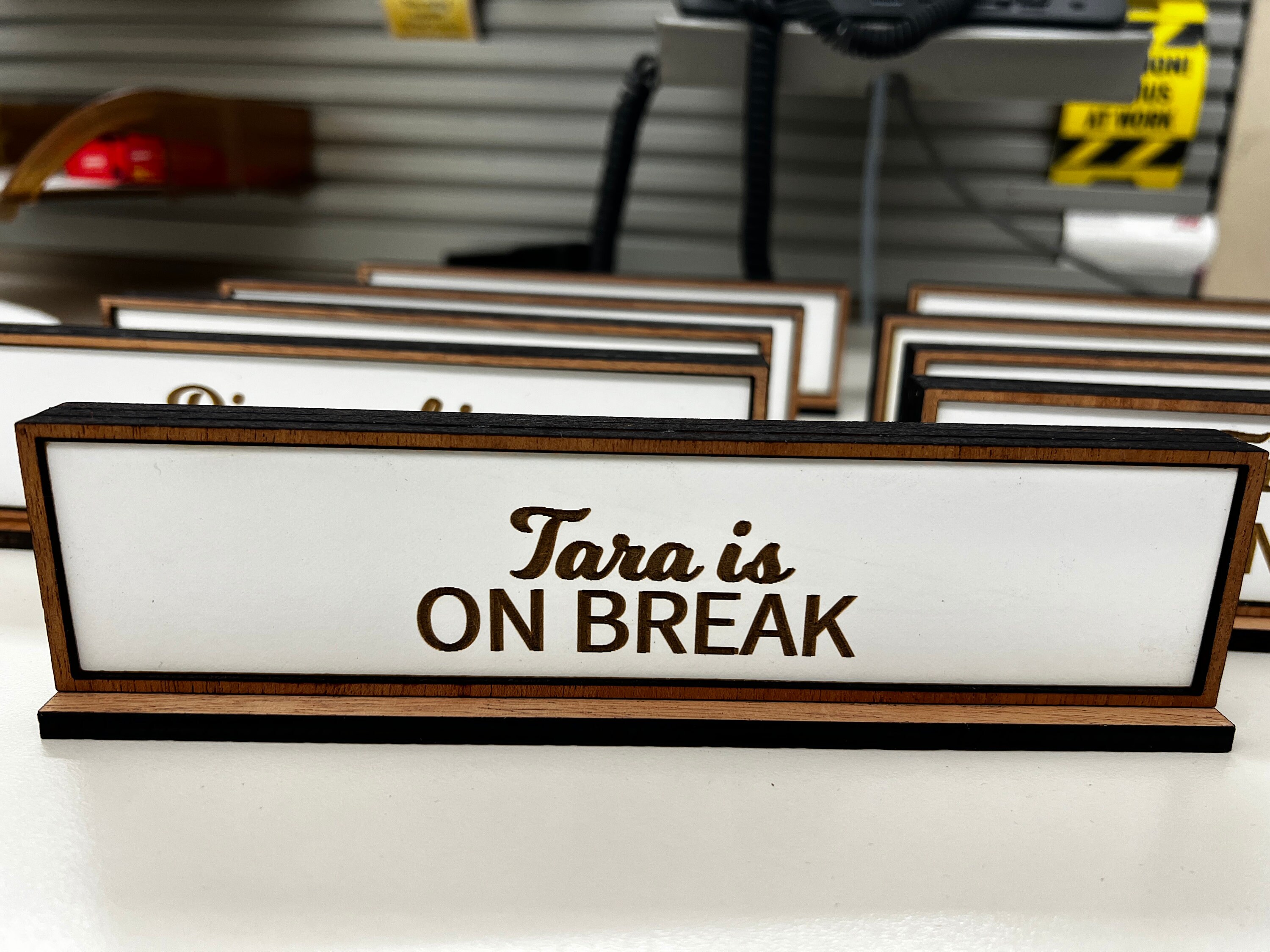 Personalized Break/lunch Desk Sign: Laser Engraved Cherry Wood - Etsy
