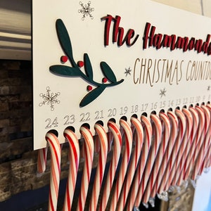 Personalized Candy Cane Christmas Countdown Calendar: Mahogany Xmas ...