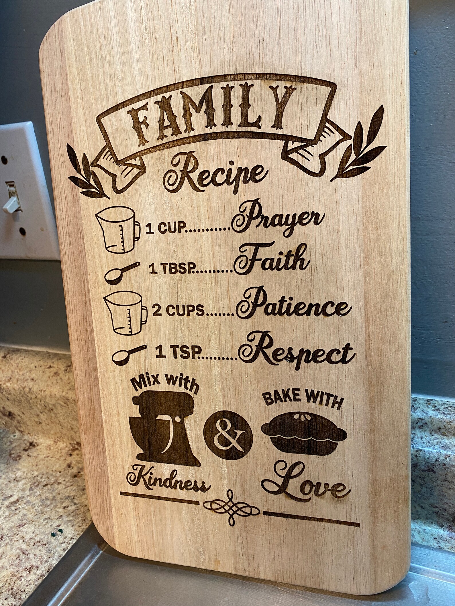Engraved Family Recipe Charcuterie Board W/handle - Etsy