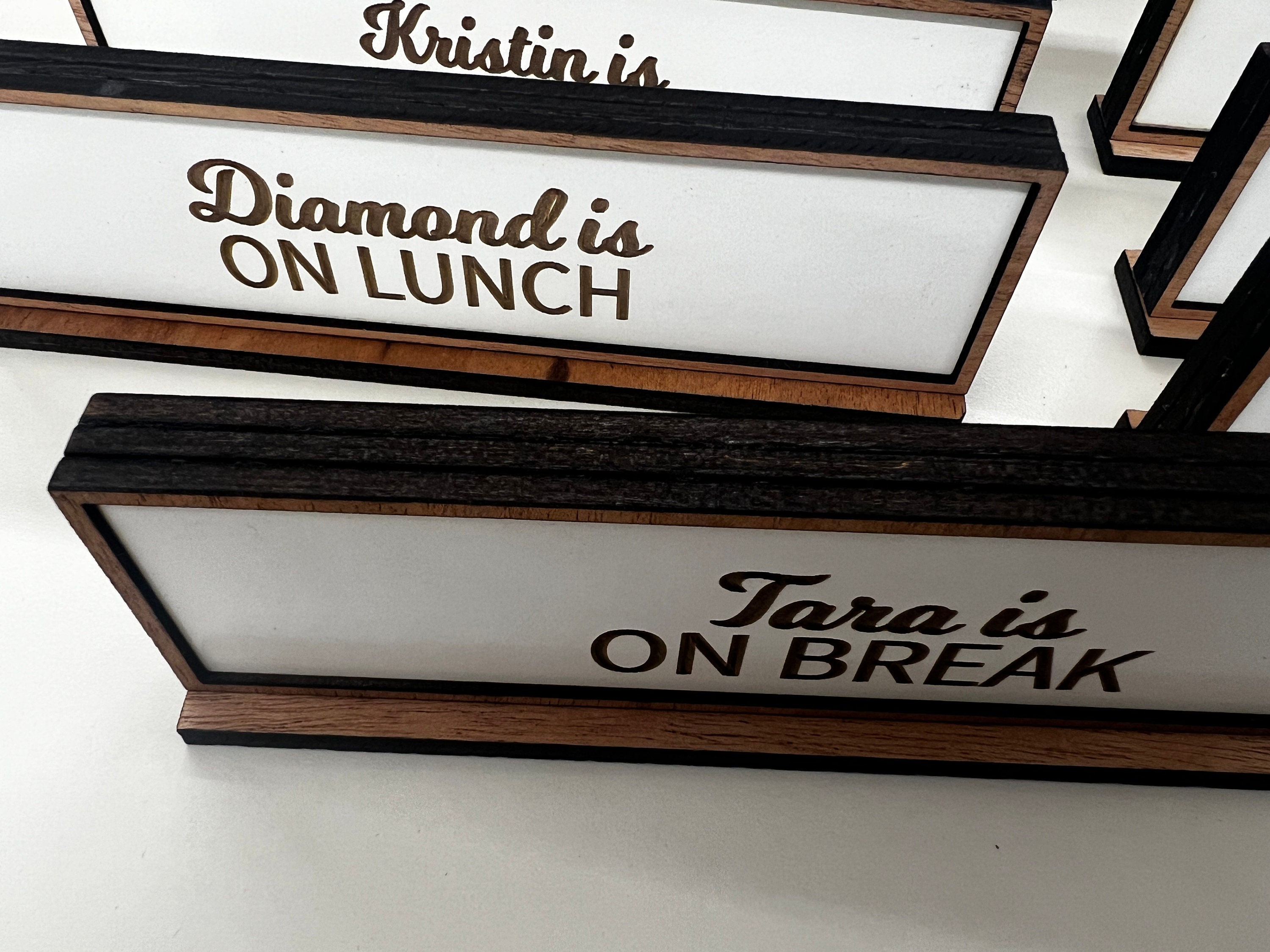 Personalized Break/lunch Desk Sign: Laser Engraved Cherry Wood - Etsy