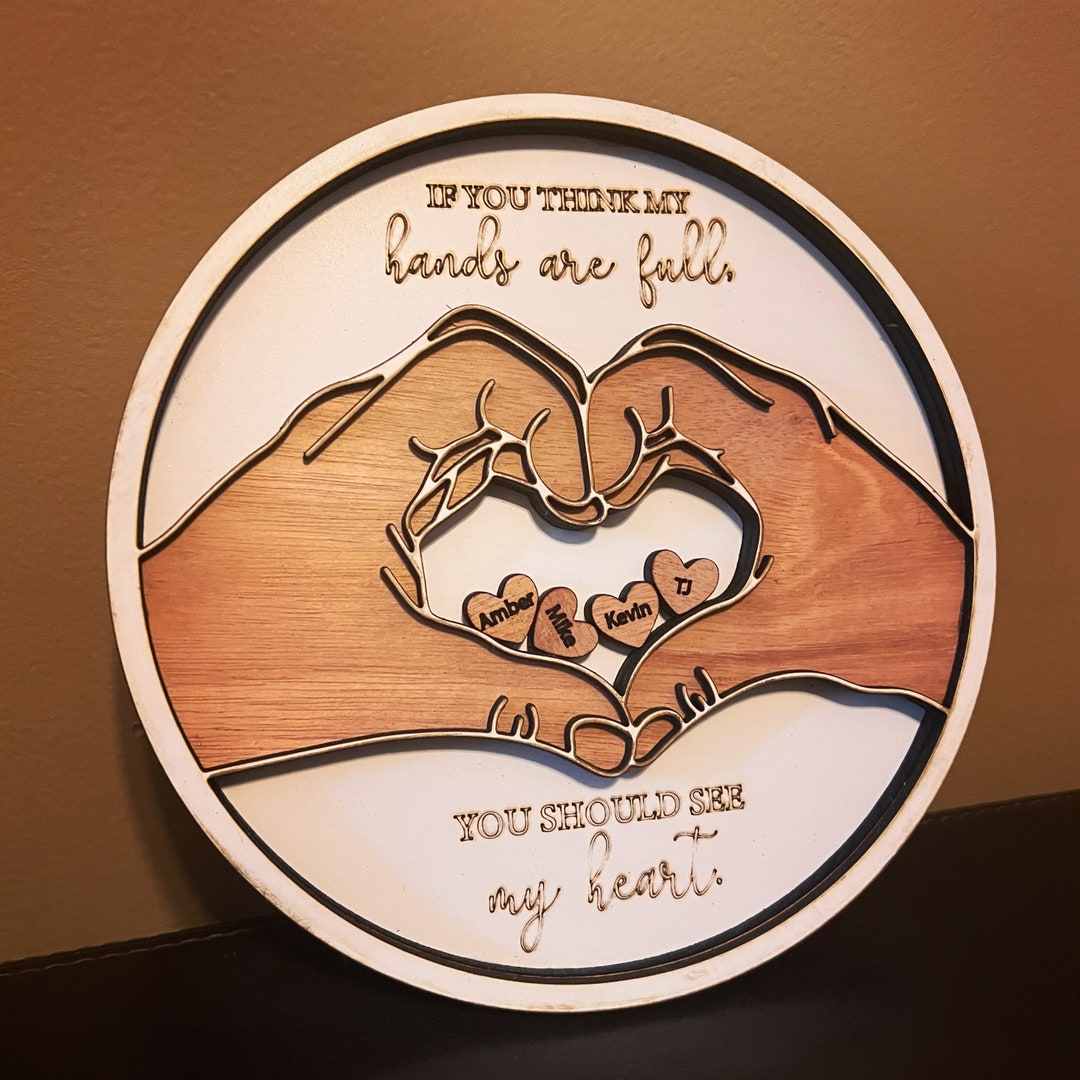 Hands Full of Hearts Sign | Personalized Sign | Mother's Day Gift ...