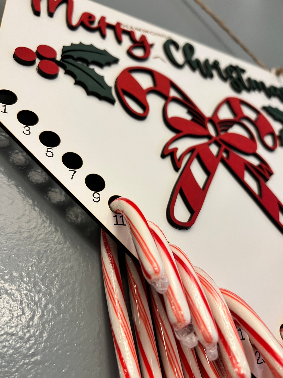 Candy Cane Christmas Countdown Calendar Sign Personalized - Etsy