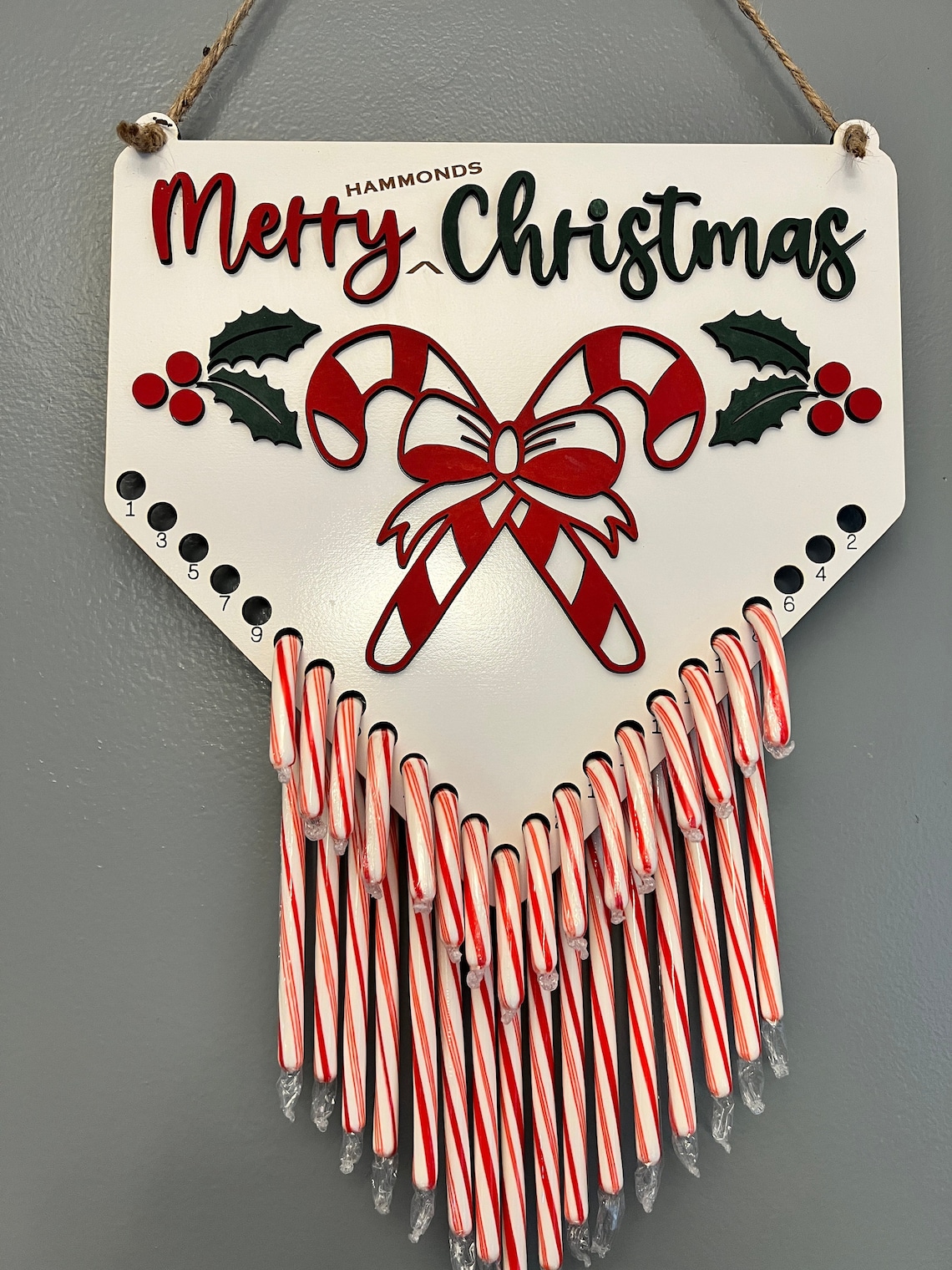 Candy Cane Christmas Countdown Calendar Sign Personalized - Etsy