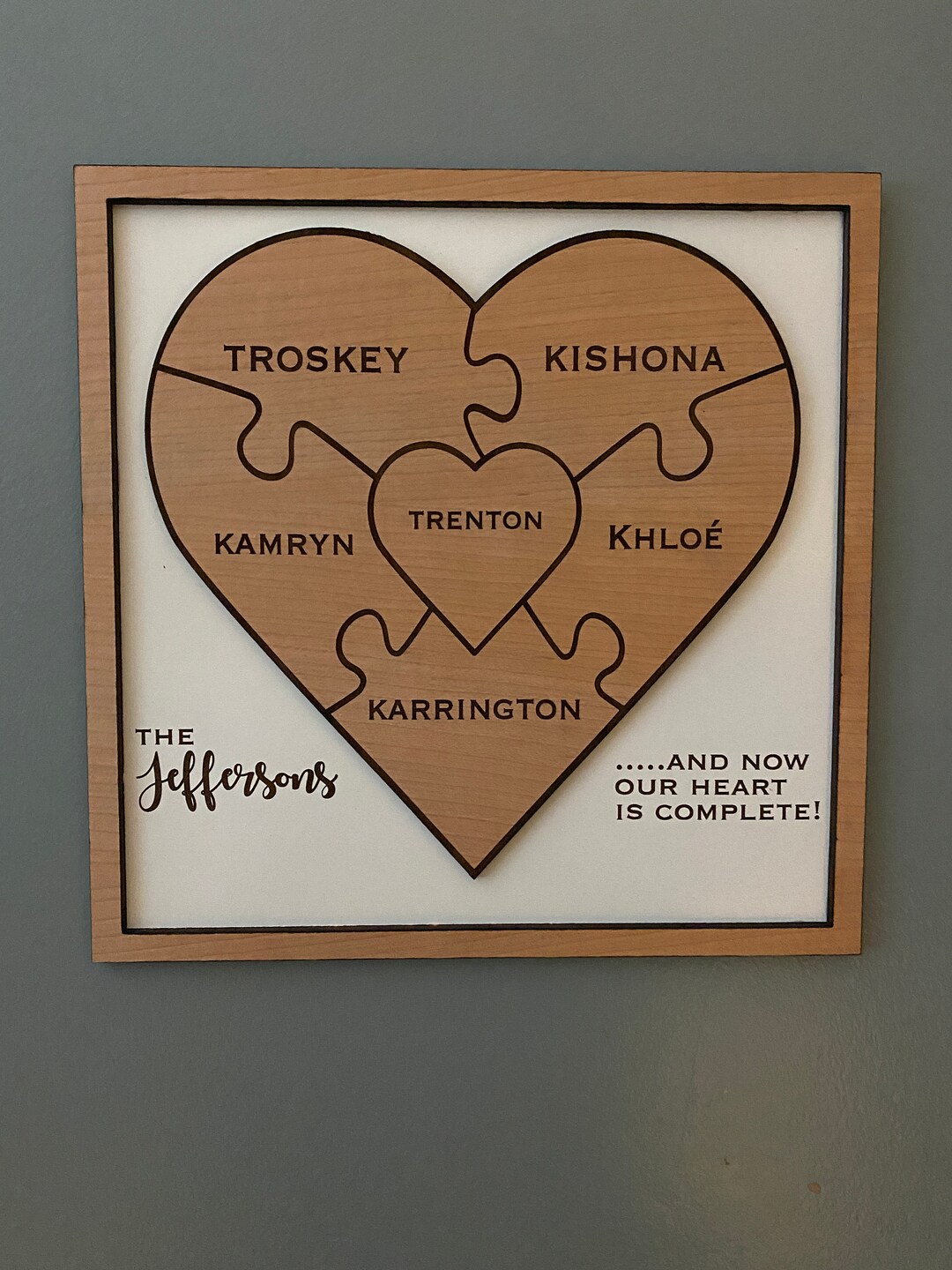 Personalized 'our Family is Complete' Keepsake Puzzle Sign - Custom ...