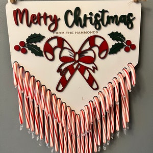 Candy Cane Christmas Countdown Calendar Sign | Personalized Advent ...