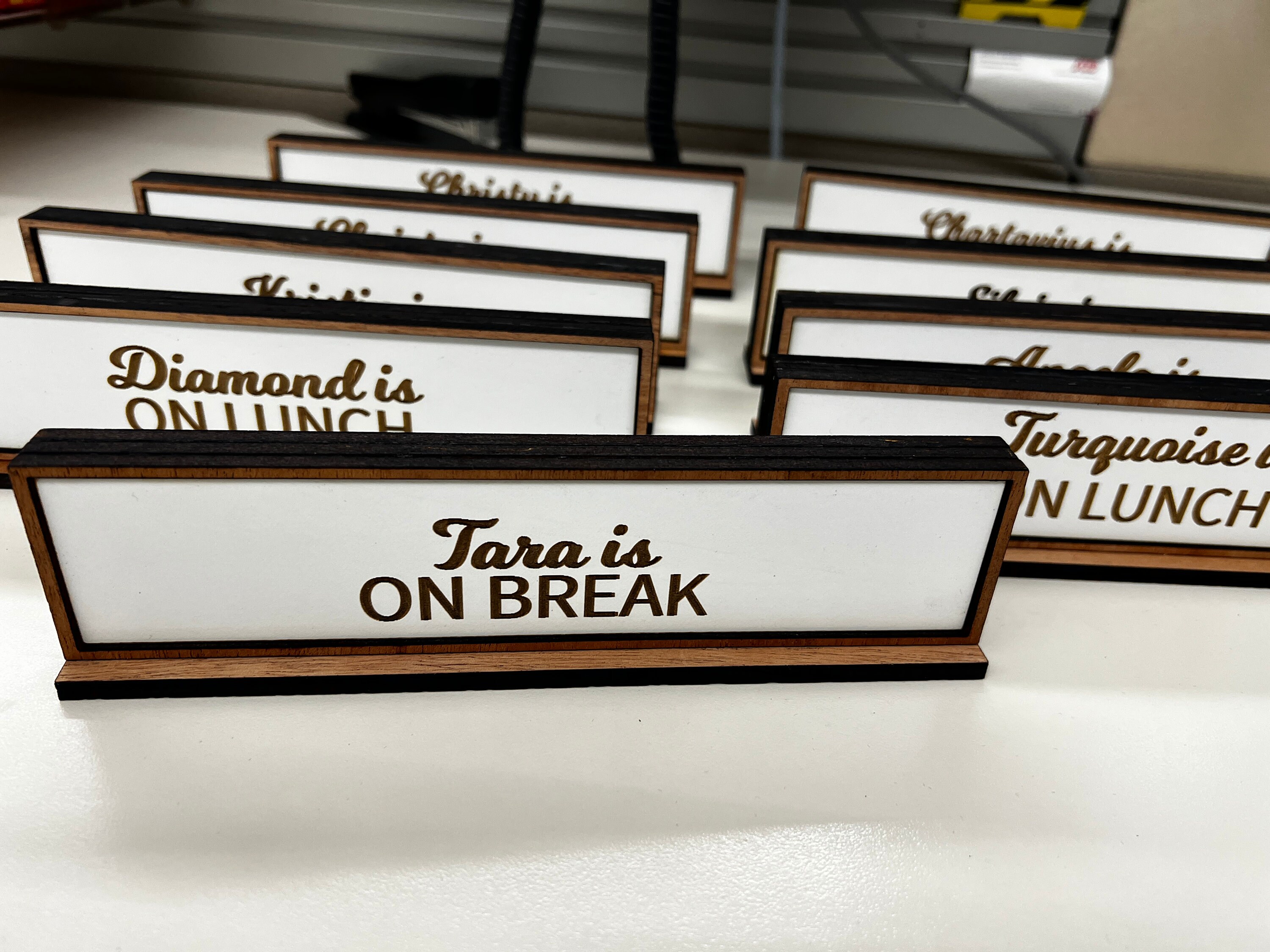 Personalized Break/lunch Desk Sign: Laser Engraved Cherry Wood - Etsy