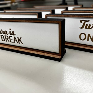 Personalized Break/lunch Desk Sign: Laser Engraved Cherry Wood - Etsy