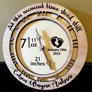 Personalized Birth Announcement - Clock Birth Announcement - Set to ...