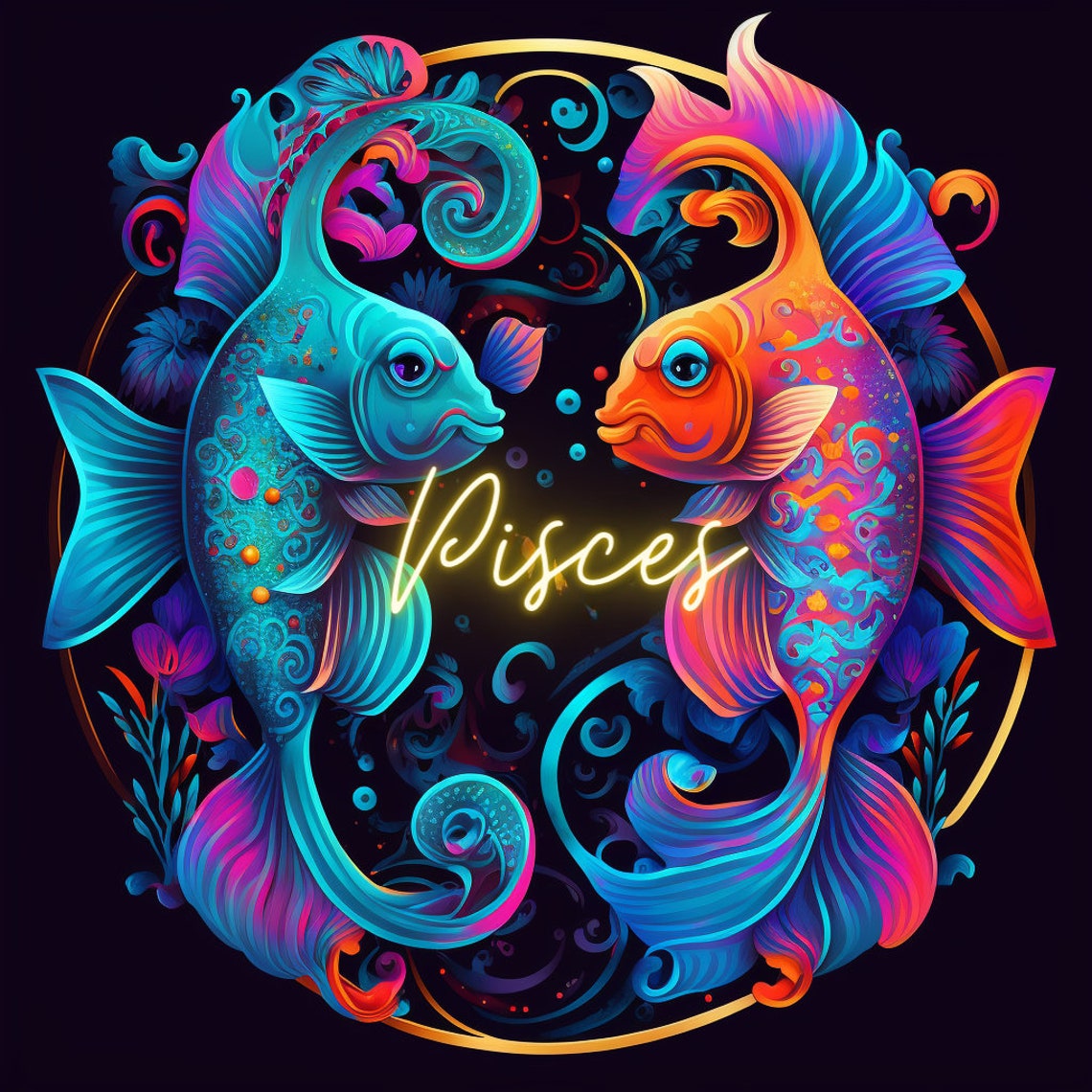 Pisces Zodiac Sign Digital PNG File - Etsy