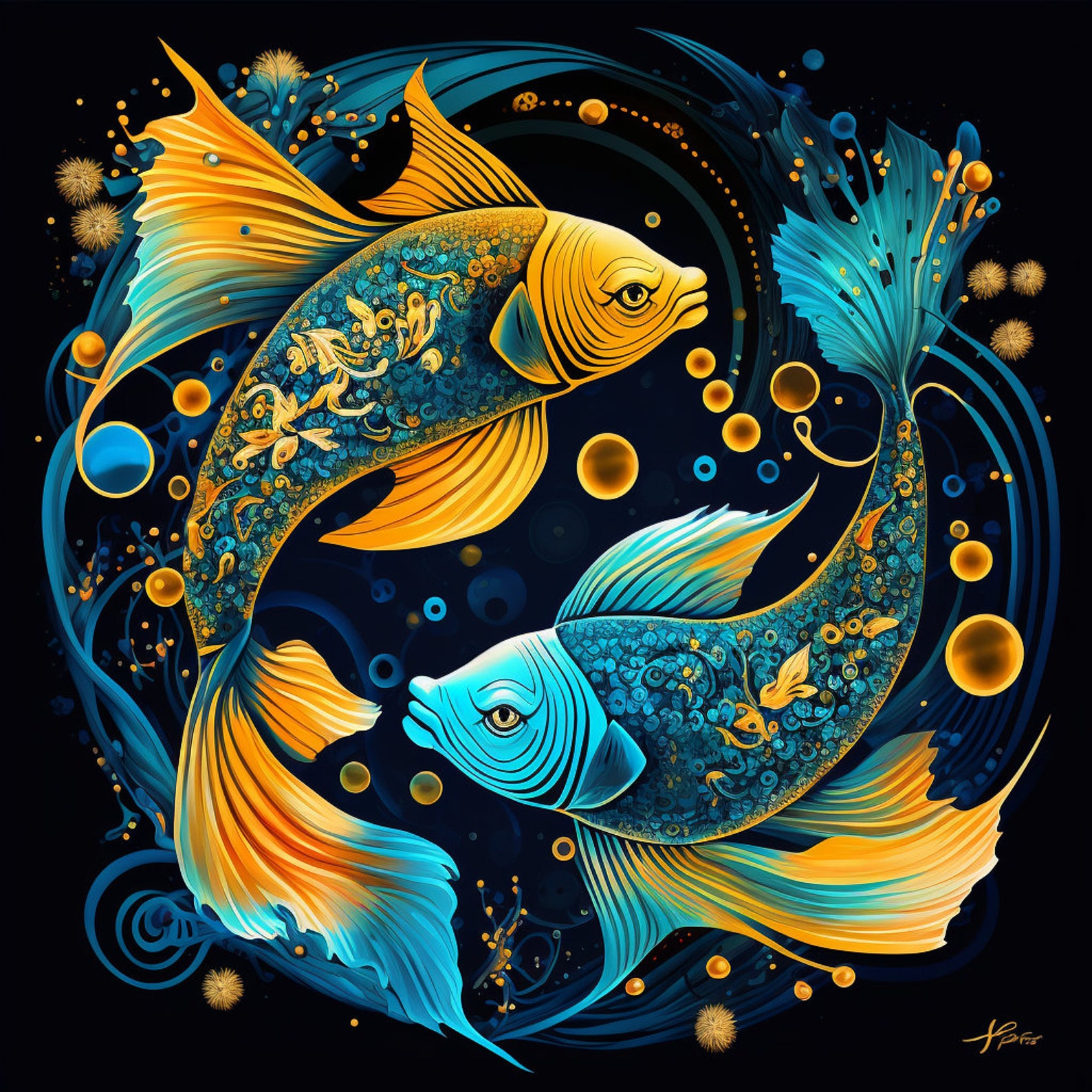 Pisces Zodiac Sign Digital PNG File - Etsy