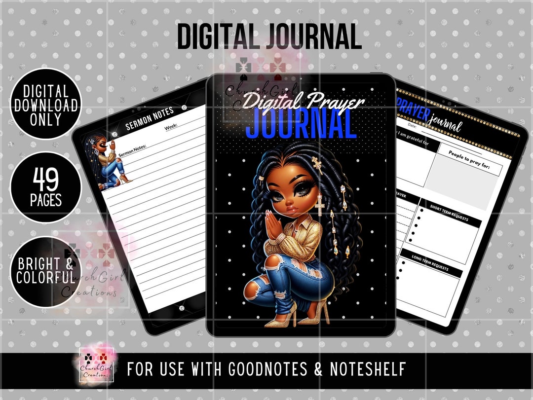 Digital Prayer Journal, Black Woman Journal, Colorful Journal, Digital ...