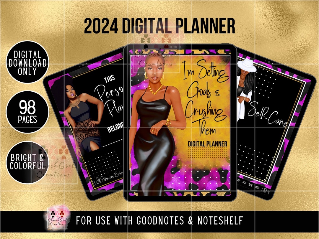 2024 Digital Planner, Black Girl Planner, Fillable Planner, 2024 ...