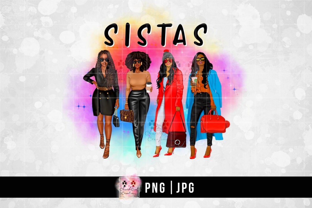 Sistas Png, Black Woman Png, Bright Colorful Png, Sublimation, Black ...