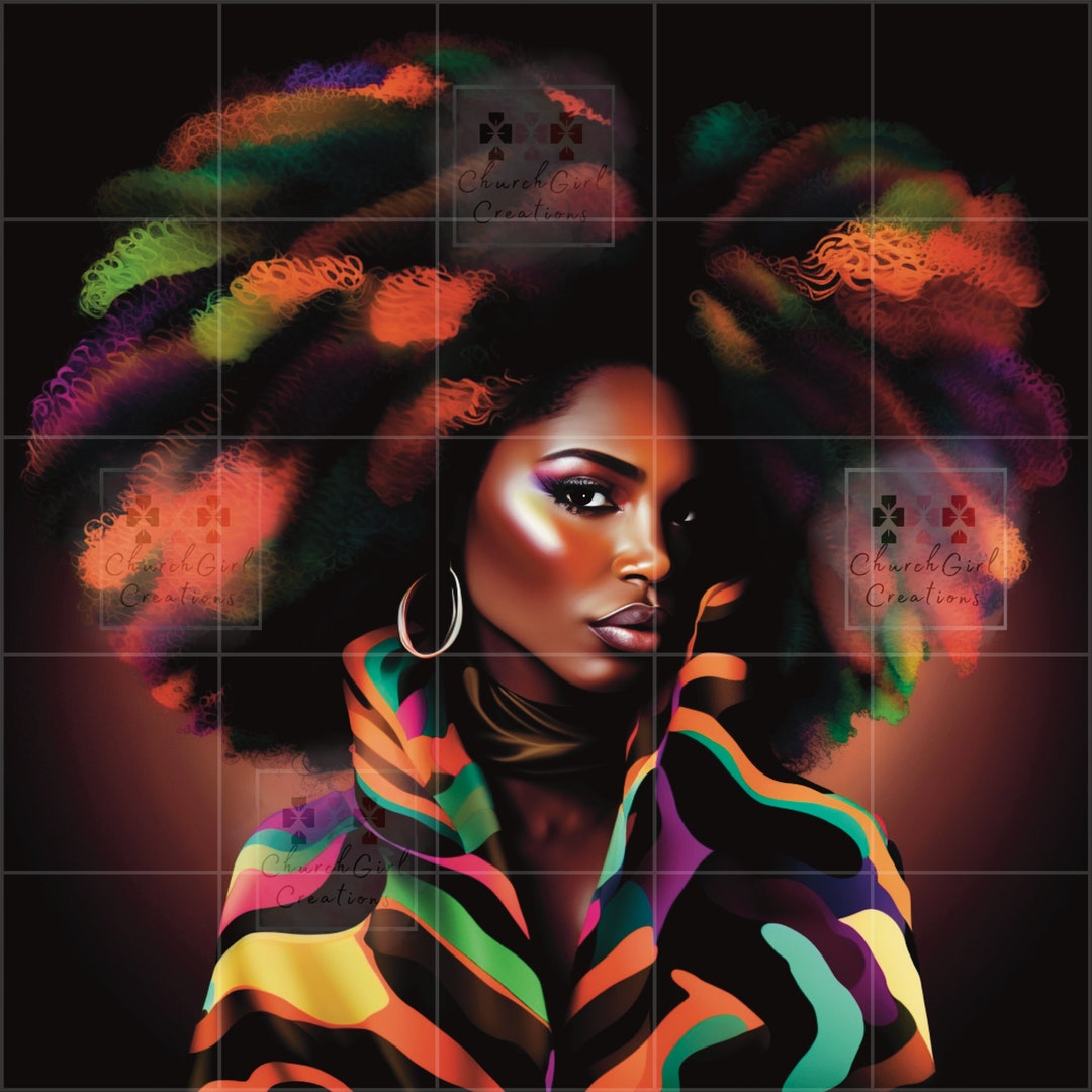 Beautiful Colorful Afro Black Girl Colorful Melanin Black Woman PNG ...