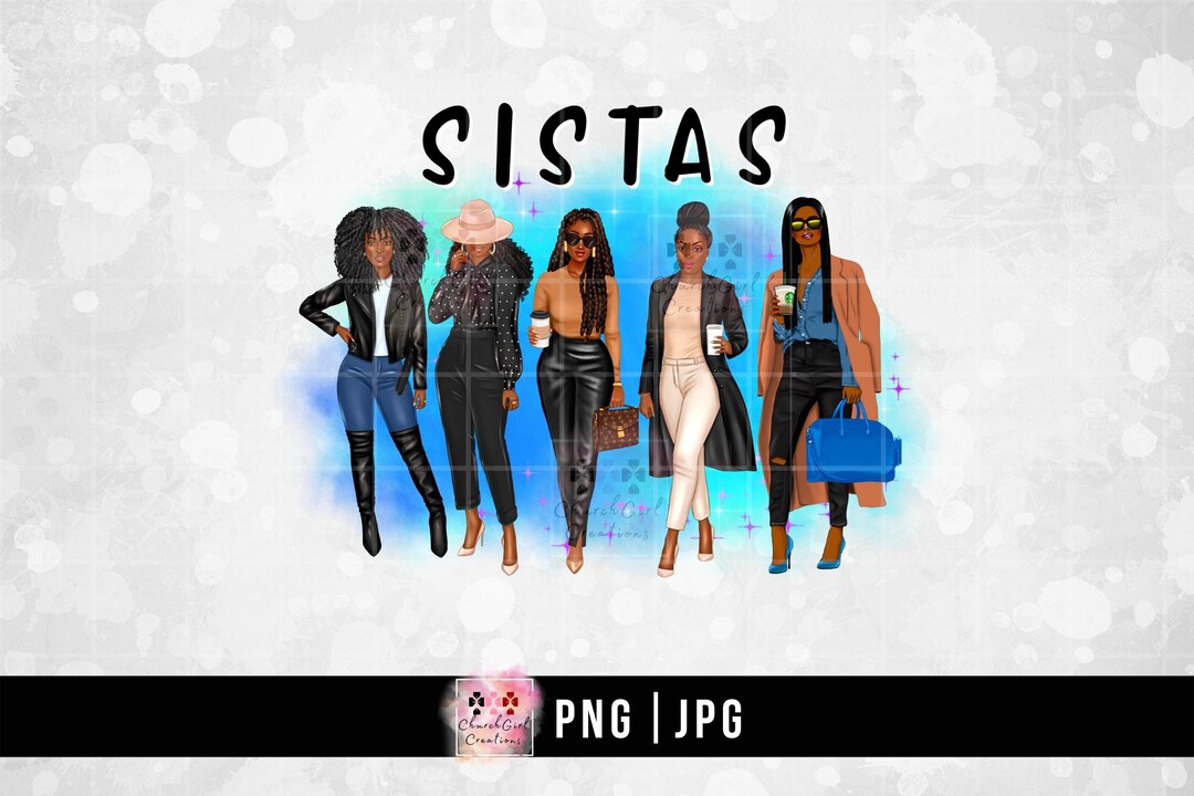Sistas Png, Black Woman Png, Bright Colorful Png, Sublimation, Black ...