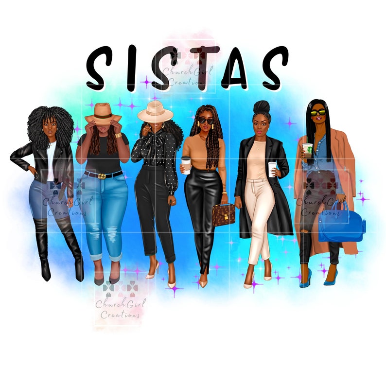 Sistas Png, Black Woman Png, Bright Colorful Png, Sublimation, Black ...