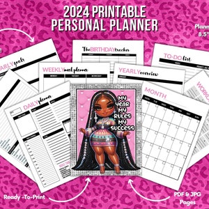 Colorful Planner, 2024 Planner, Black Girl Planner, Printable Planner ...
