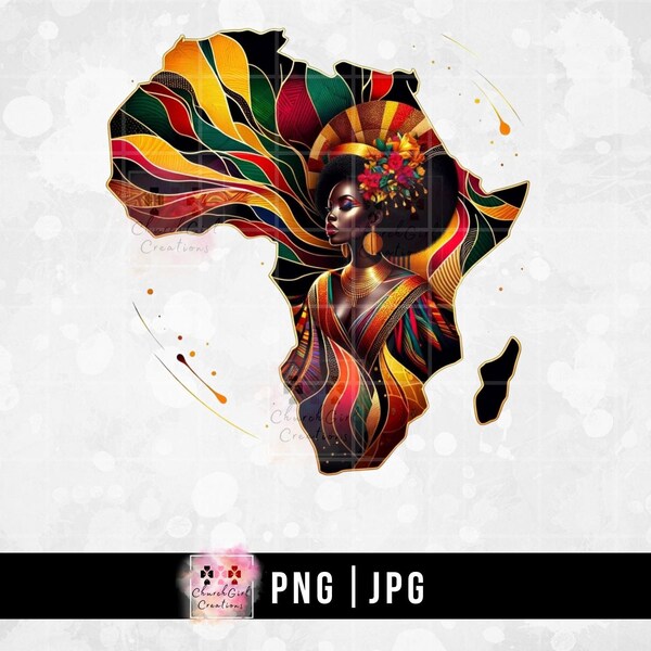Africa With Crown SVG, Africa Map Png, Africa Png, Black PNG, Afro ...