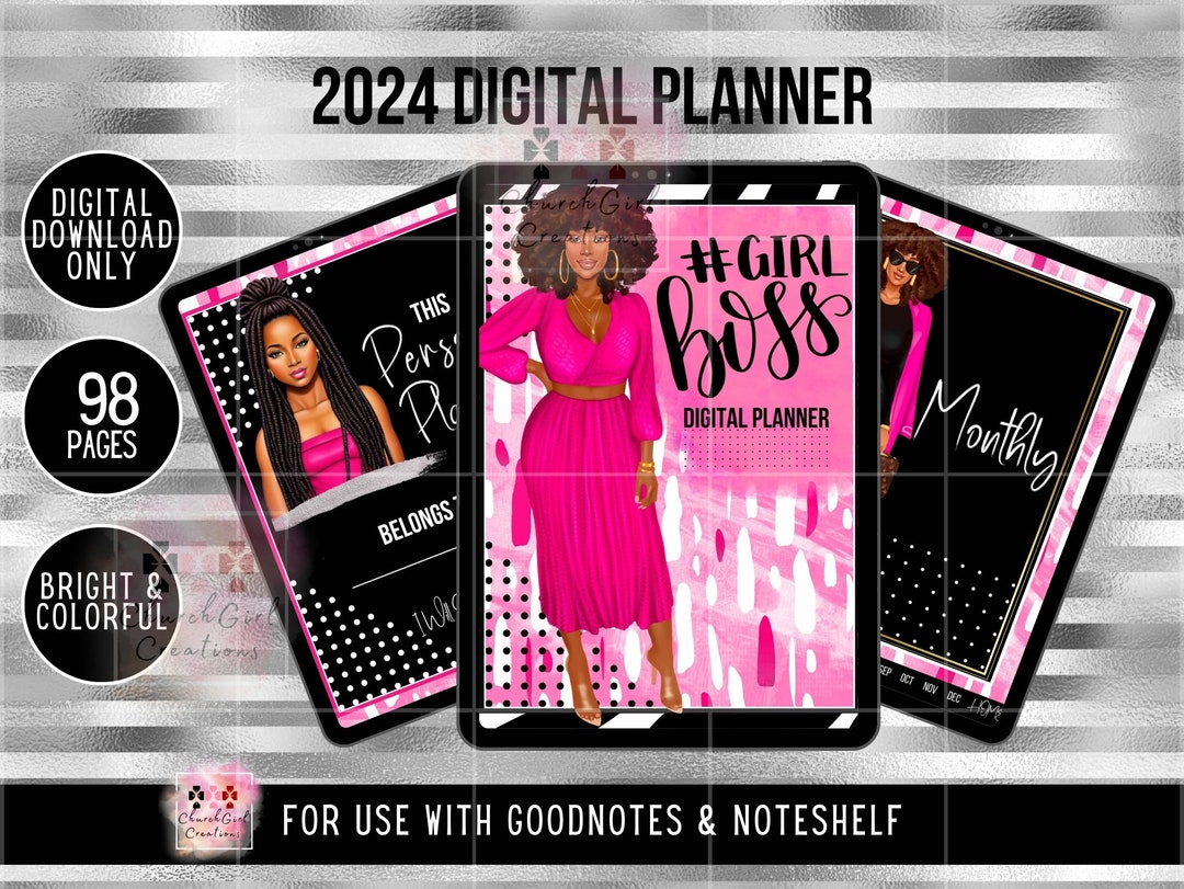 2024 Digital Planner, Black Girl Planner, Fillable Planner, 2024 ...