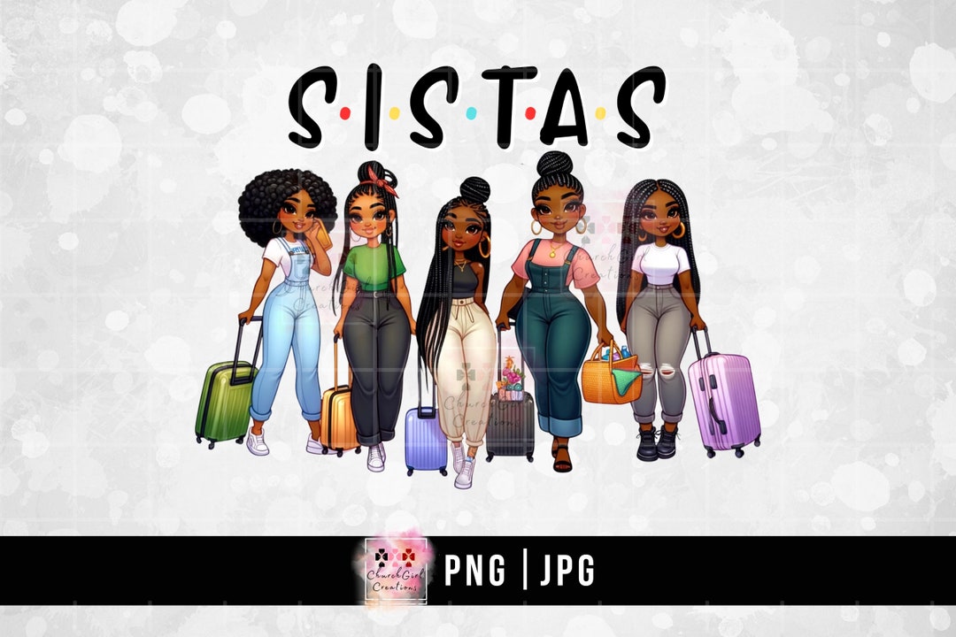 Sistas Png, Black Woman Png, Bright Colorful Png, Sublimation, Black ...
