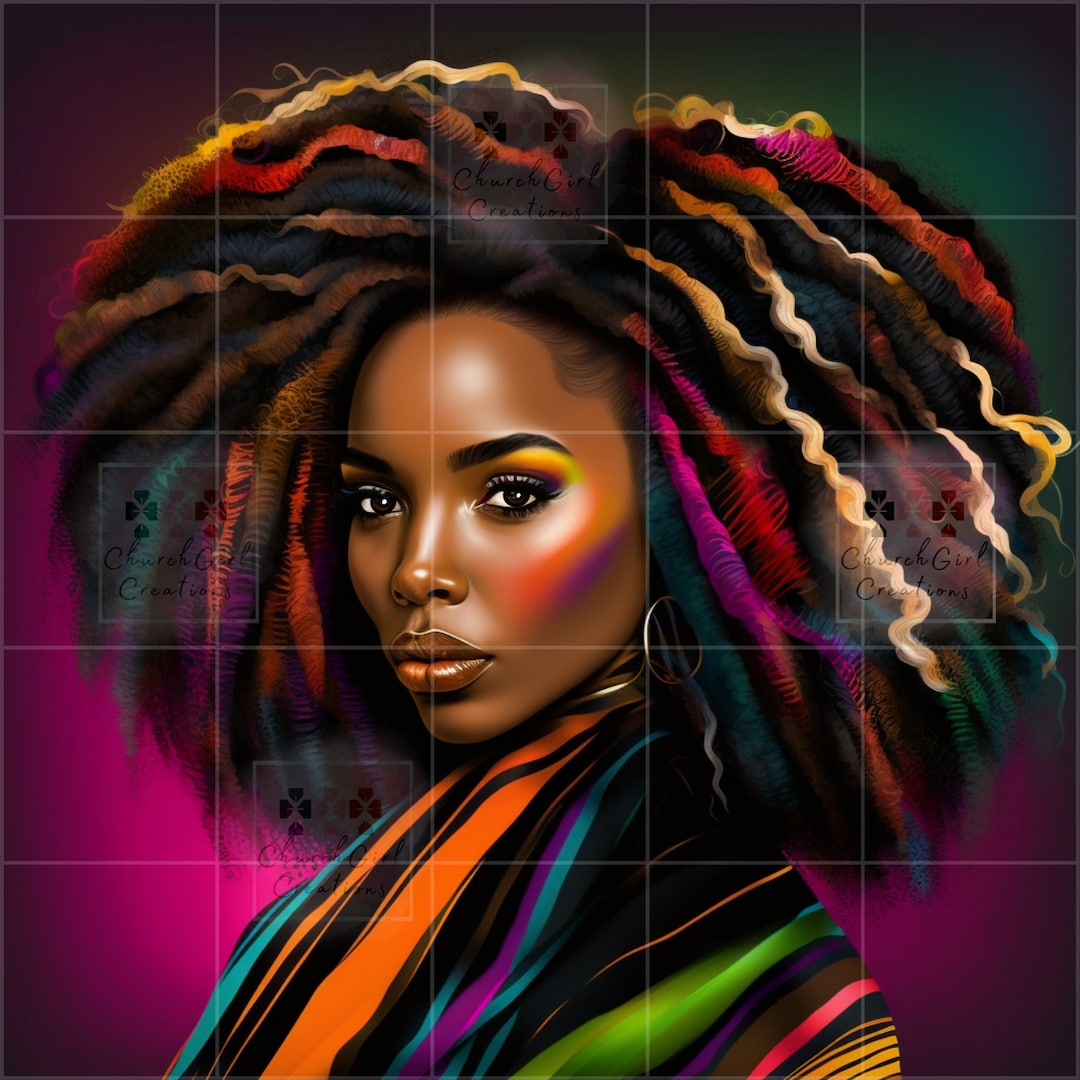 Beautiful Colorful Afro Black Girl Colorful Melanin Black Woman PNG ...