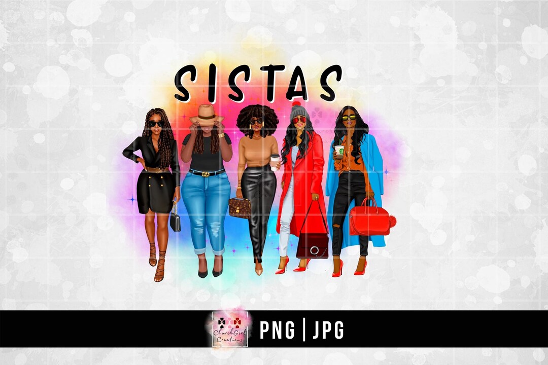 Sistas Png, Black Woman Png, Bright Colorful Png, Sublimation, Black ...