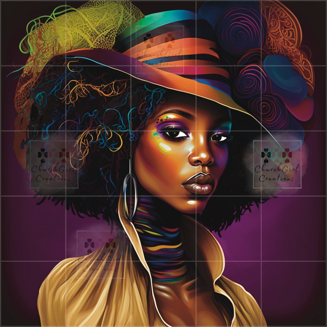 Beautiful Colorful Afro Black Girl Colorful Melanin Black Woman PNG ...