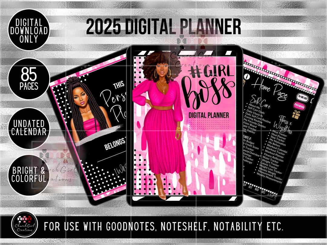 2025 Digital Planner, Black Girl Planner, Fillable Planner, 2025 ...