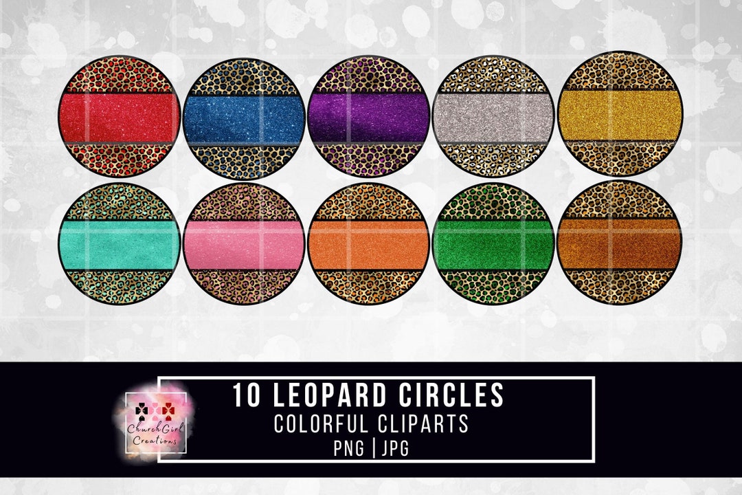 10 Leopard Circles, Colorful Leopard Png, Circle Clipart, Bundle ...