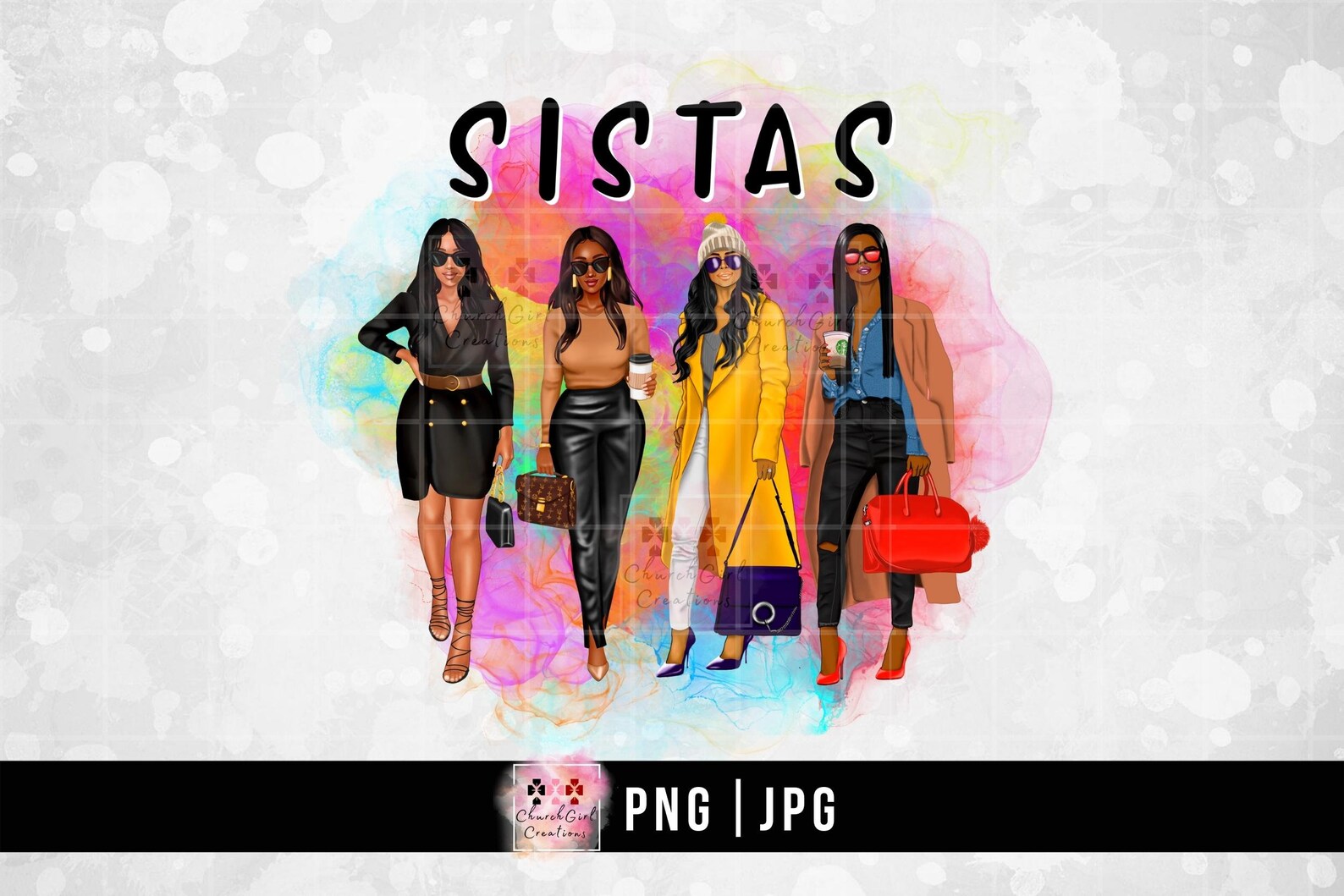 Sistas Png Black Woman Png Bright Colorful Png Sublimation | Etsy